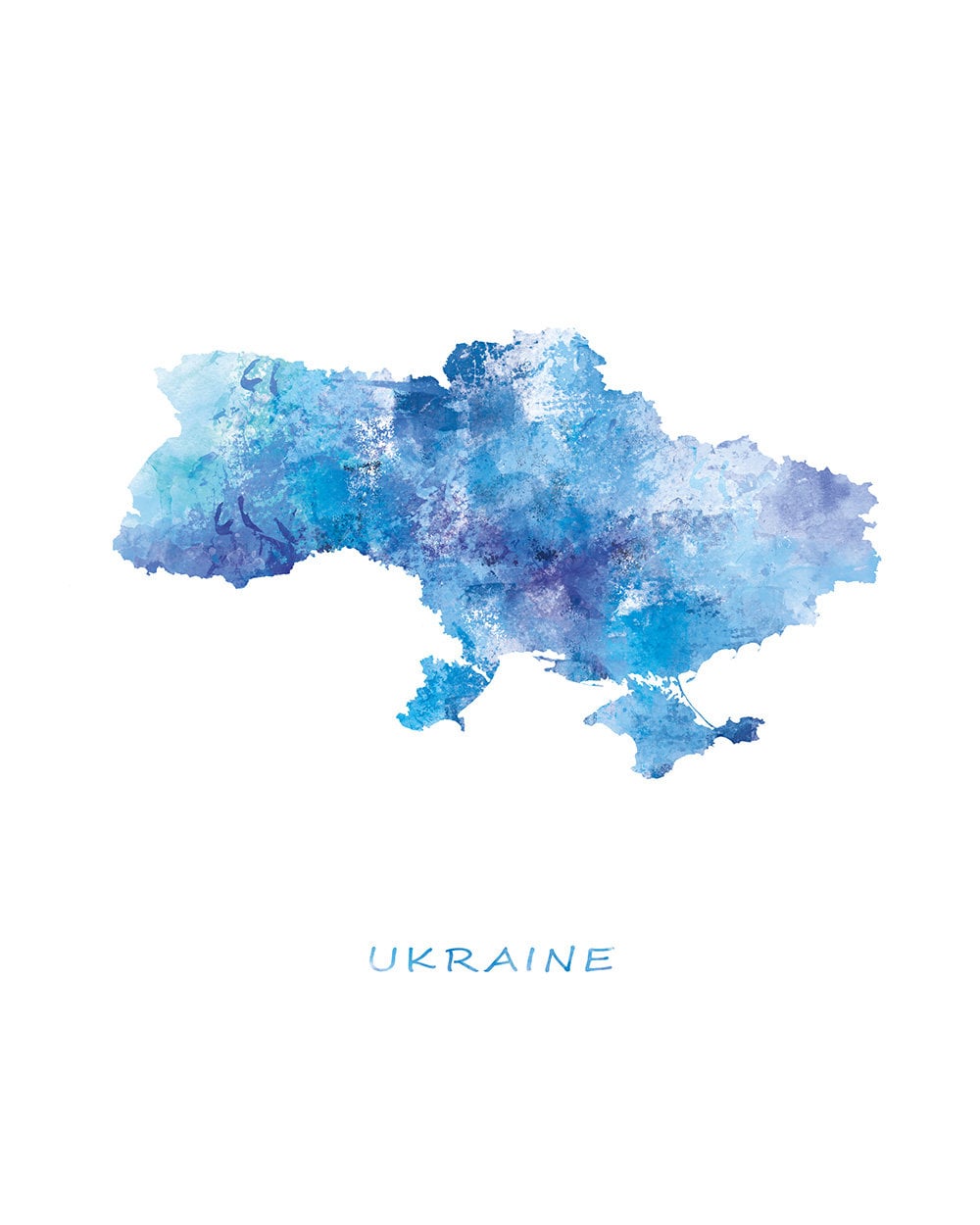 Ukraine Map Print Watercolor Ukraine Poster Kiev Home Office Room Decor ...