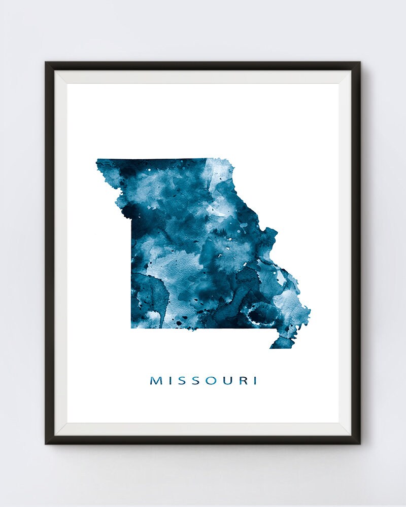 Missouri Map Print Watercolor Poster Jefferson Home Office | Etsy