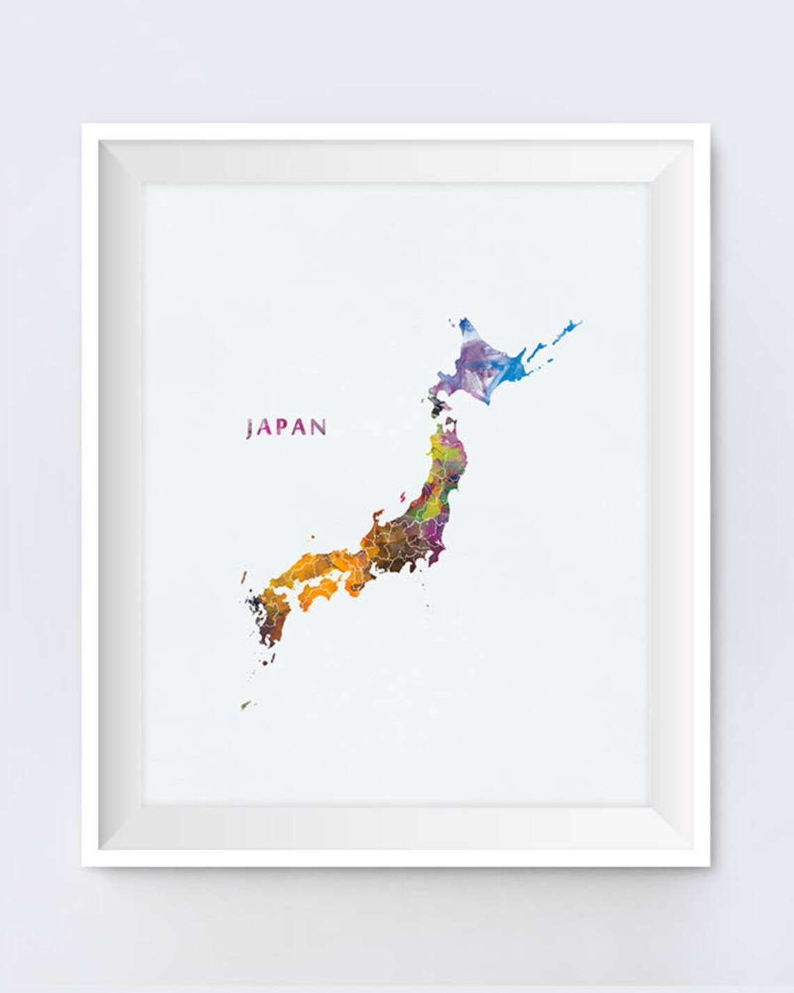Japan Map, Watercolor Japan, Tokyo, Osaka, Country Map, Poster ...