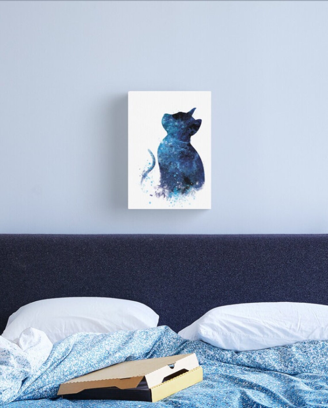 Blue Cat Art Print Cat Poster Watercolor Pet Kitty Zen - Etsy