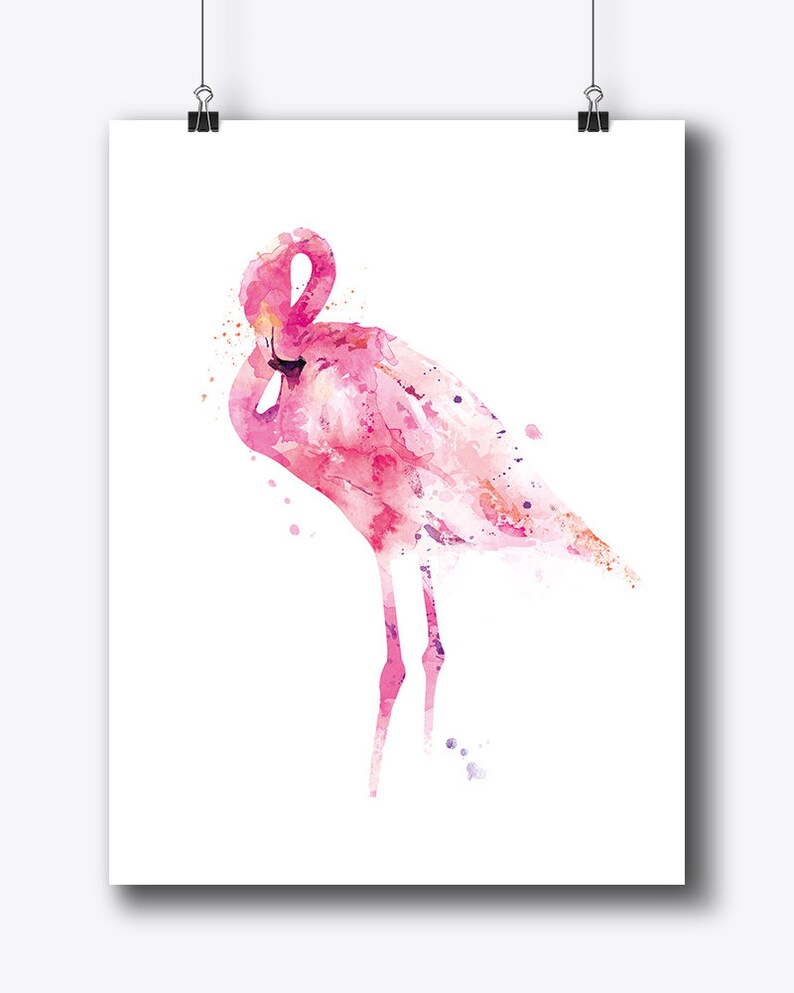 Flamingo Print, Watercolor, Pink Flamingo, Painting, Bird, Art, Pretty ...