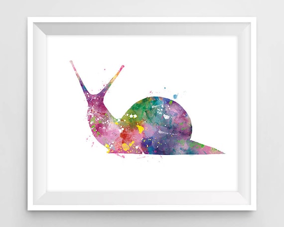 Snail Art Print Watercolor Snail Painting Animal | Etsy