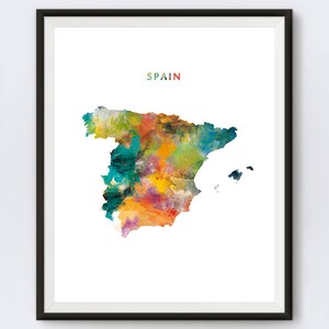 Spain Print, Watercolor Map, Madrid Print, Wall Art, Poster, Espana ...