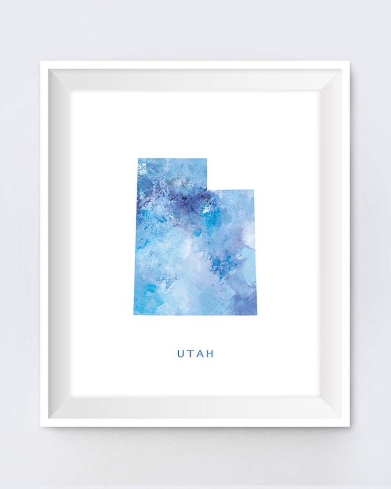 Utah Map Utah Watercolor Art Print Salt Lake Utah Poster | Etsy
