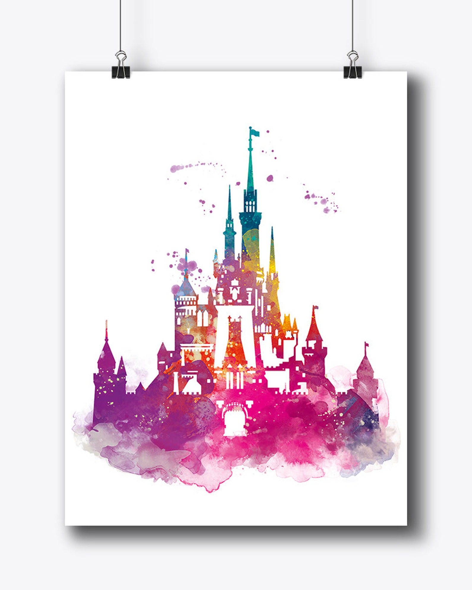 Castillo de Cenicienta Impresión De Acuarela Magic Kingdom - Etsy México