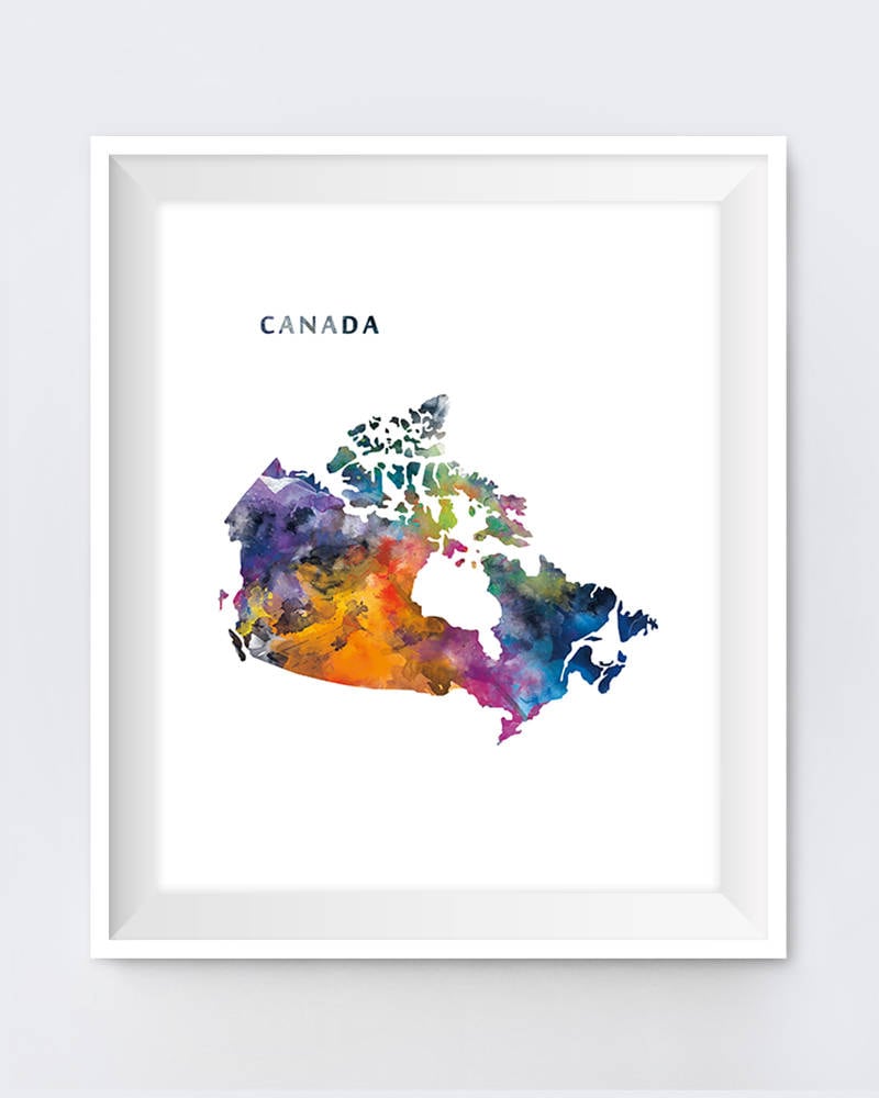 Canada Map Canada Print Canada Poster Ottawa Watercolor | Etsy