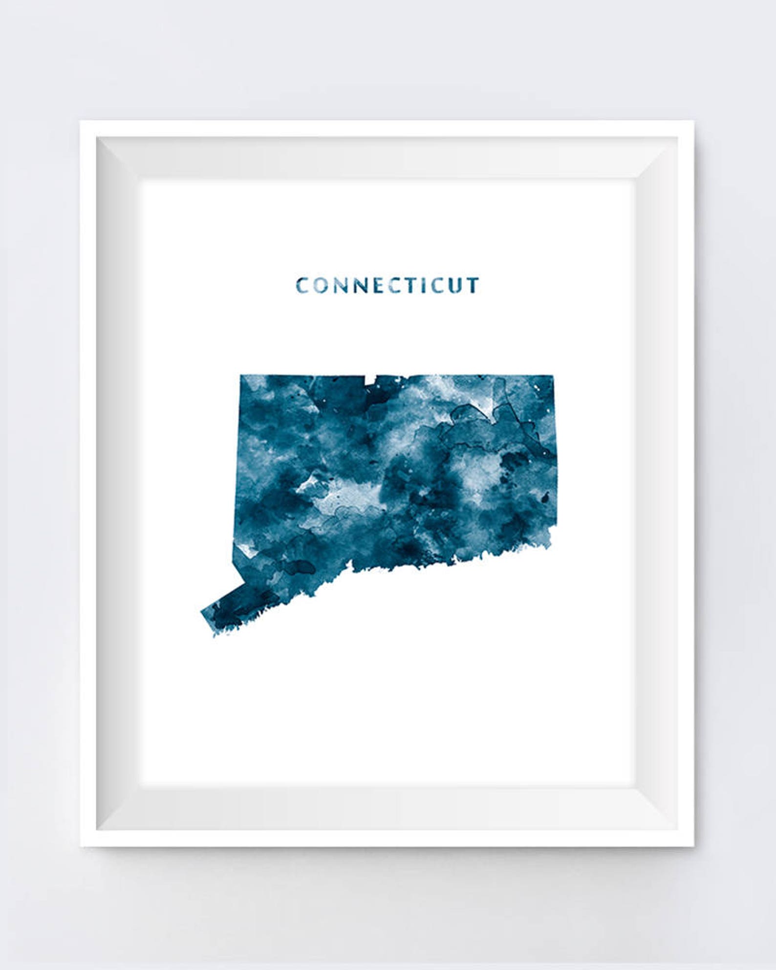 Connecticut Map Art Print Watercolor Hartford Print Wall | Etsy