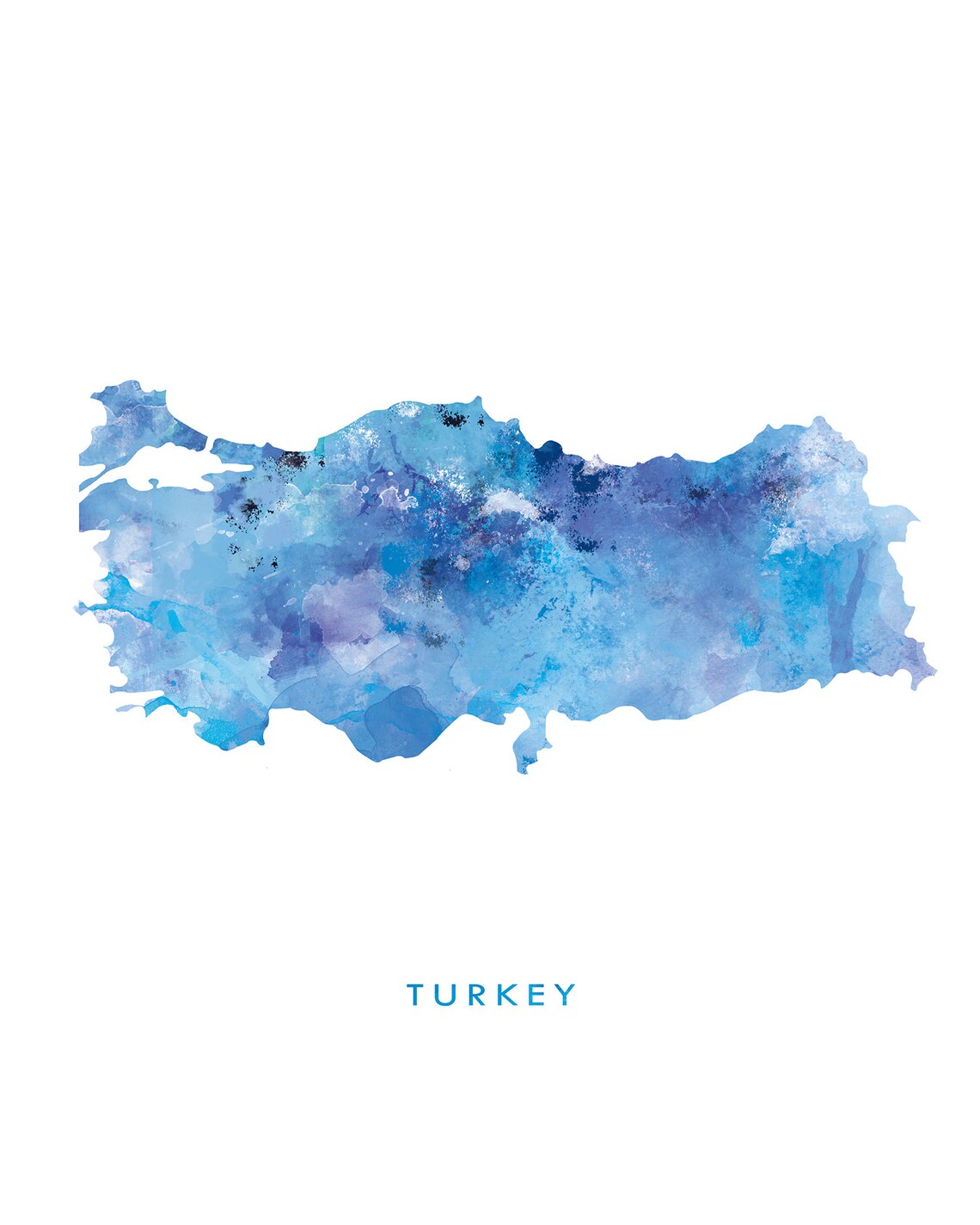 Turkey Map Print Watercolor Turkey Poster Home Office Decor - Etsy