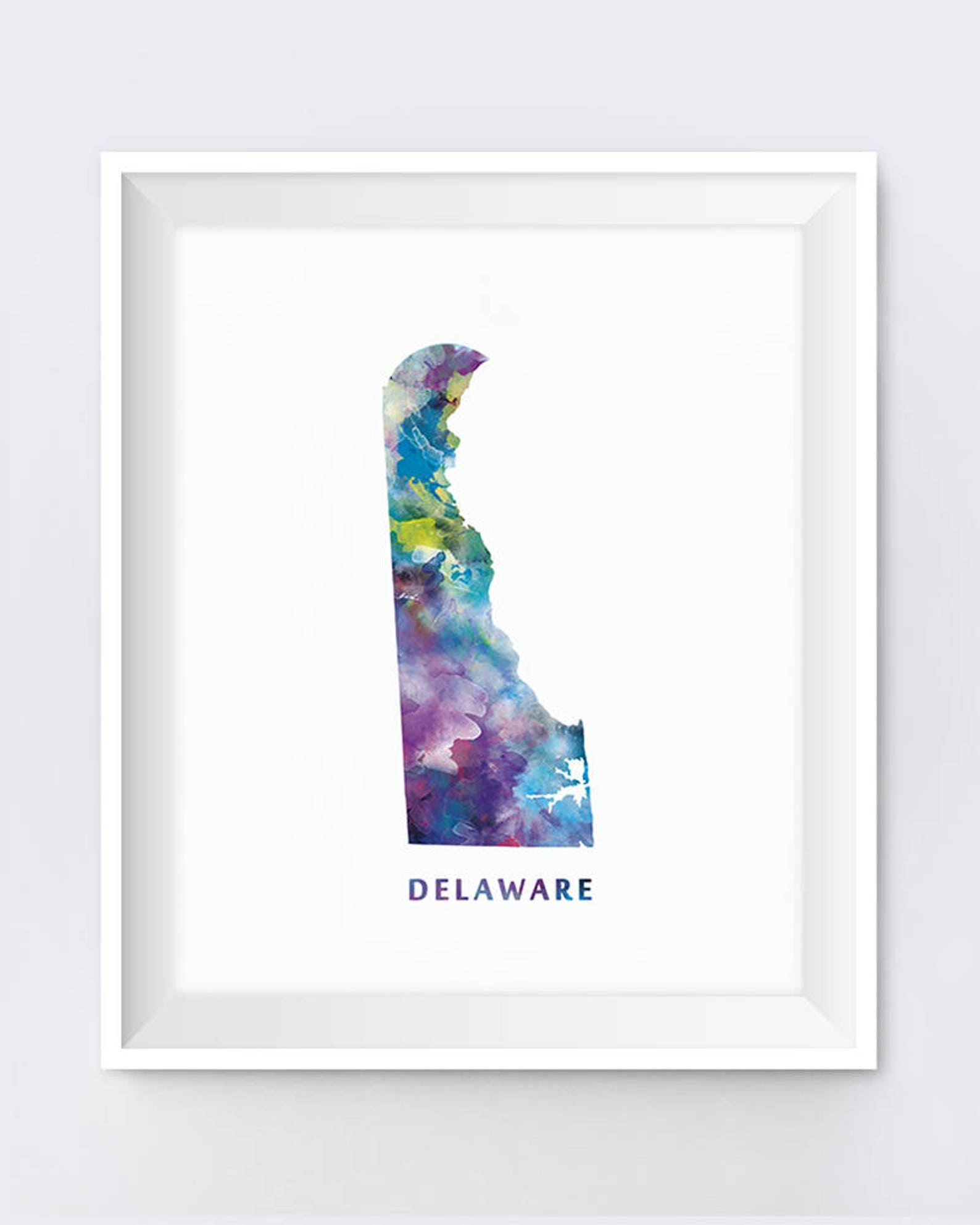 Delaware Print Map Art Watercolor Map USA Art Print Dover | Etsy