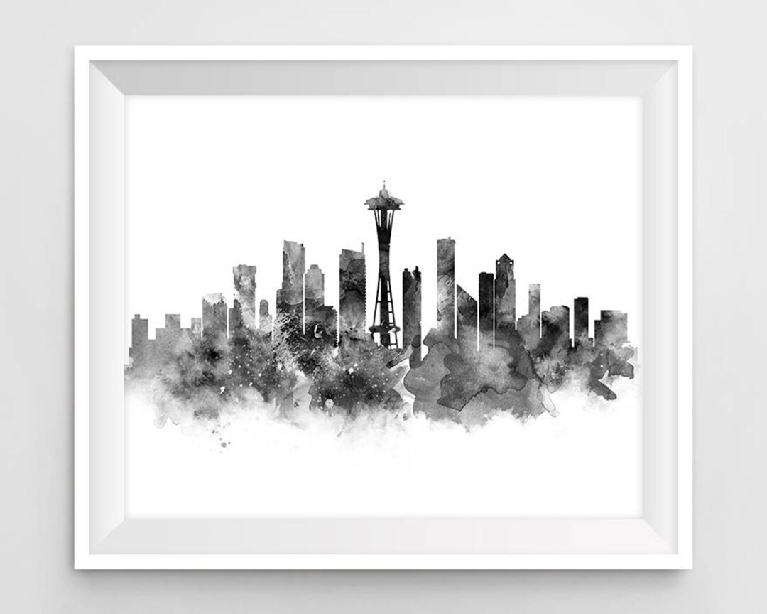 Seattle Skyline, Seattle Print, USA, Washington, Poster, Cityscape ...