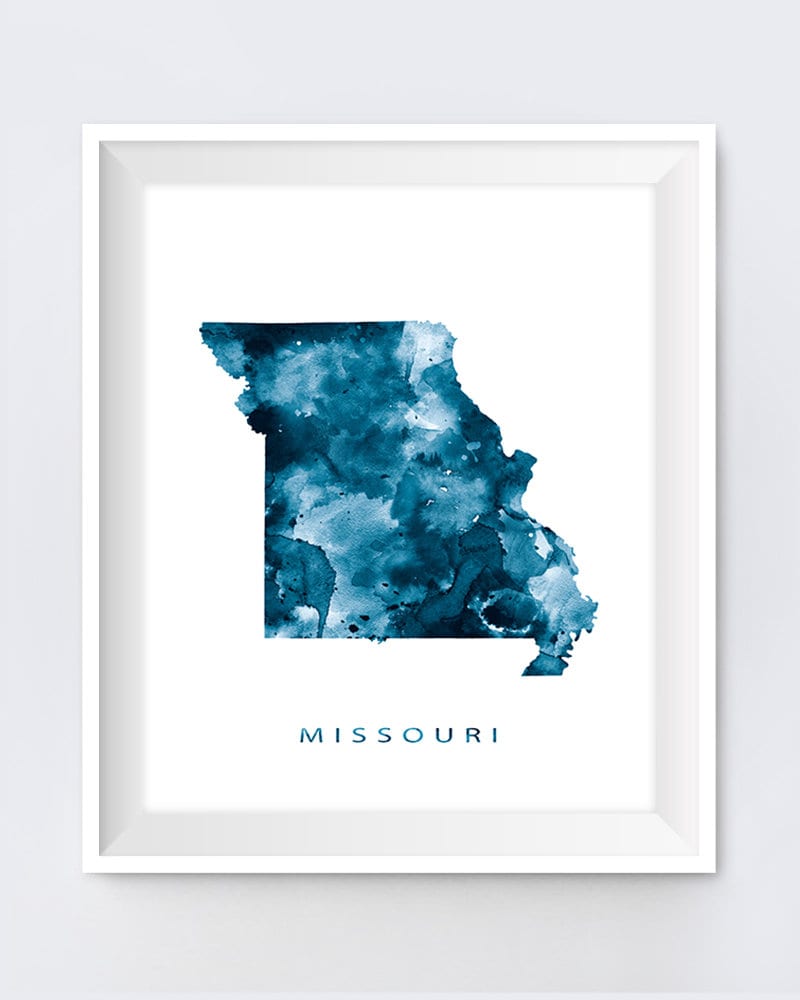Missouri Map Print Watercolor Poster Jefferson Home Office | Etsy