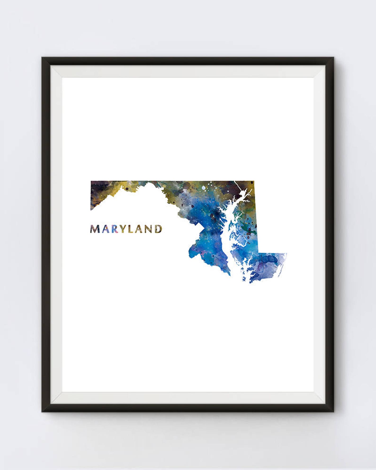 Maryland Print, Watercolor Map, Maryland Poster, Home Office Room Decor ...