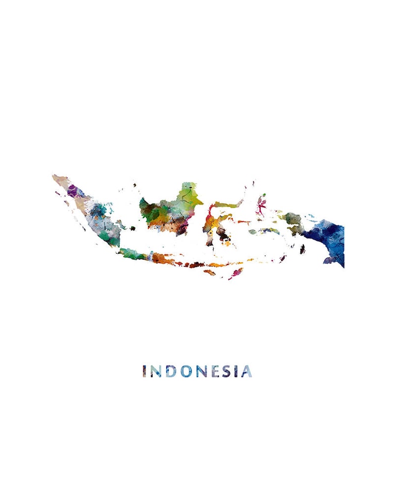 Indonesia Map Watercolor Print Jakarta Indonesia Poster - Etsy