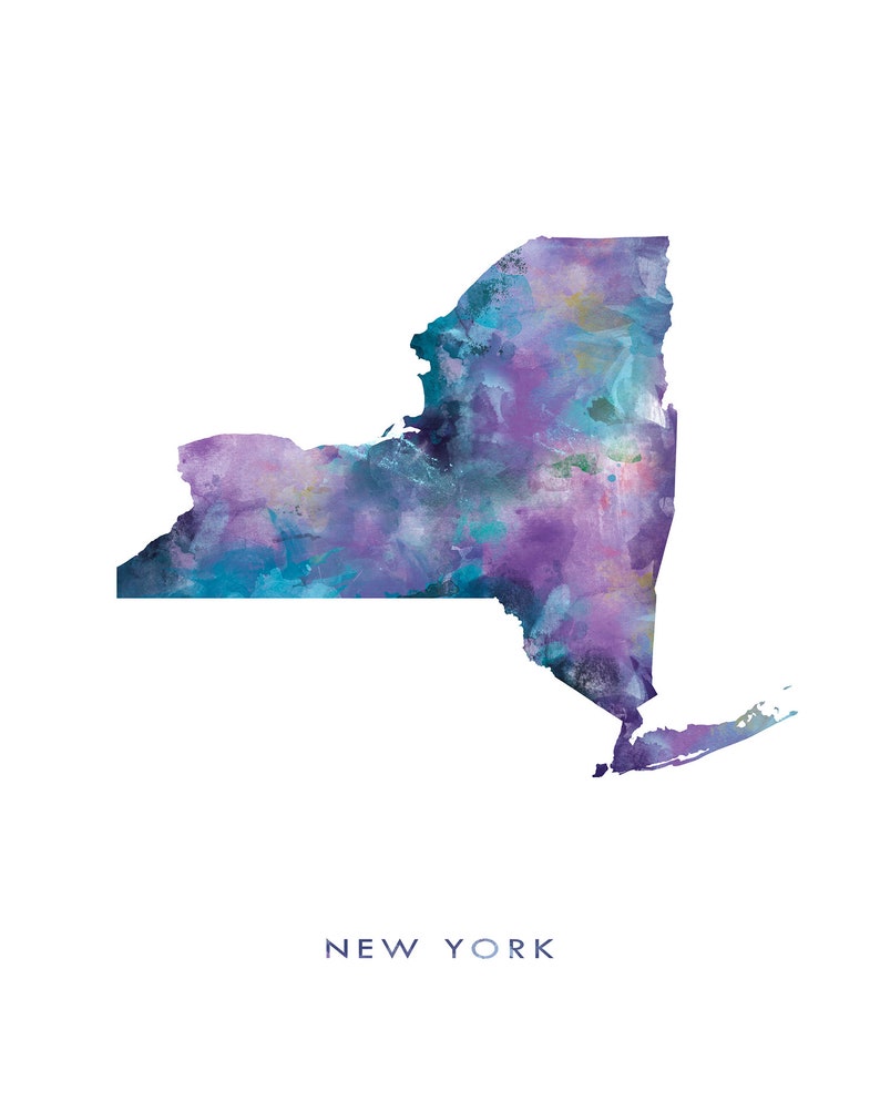 New York Print New York Map Art Print Manhattan New York State Poster ...