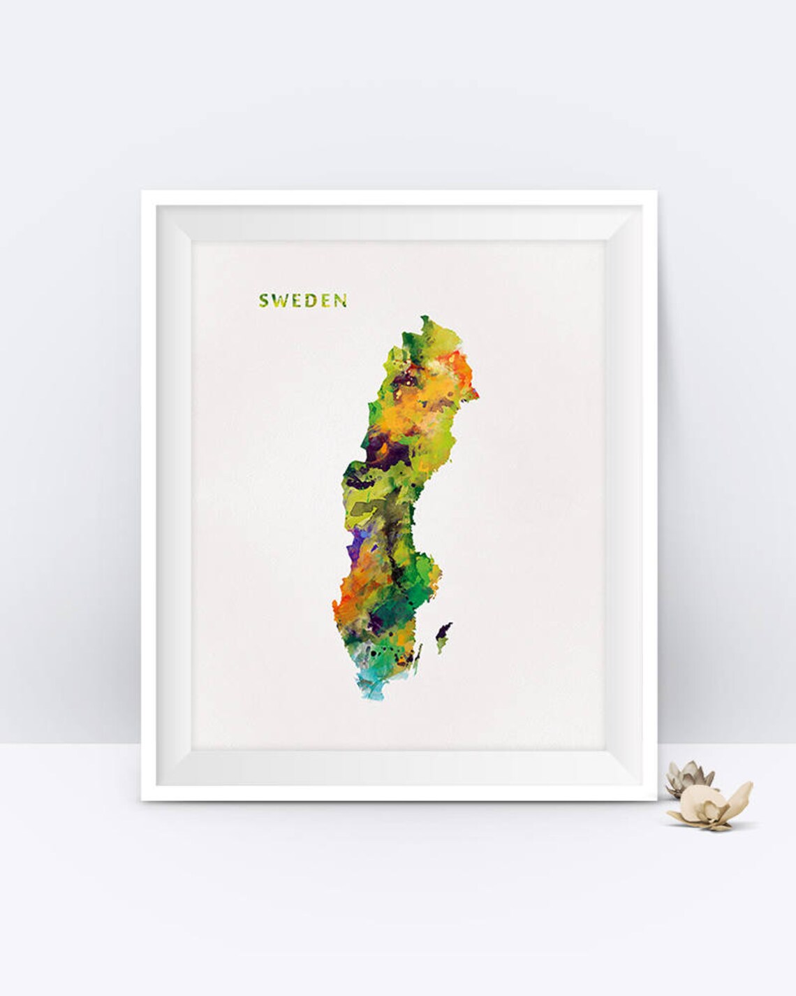 Sweden Map Print Watercolor Swedish Print Wall Art Sweden - Etsy