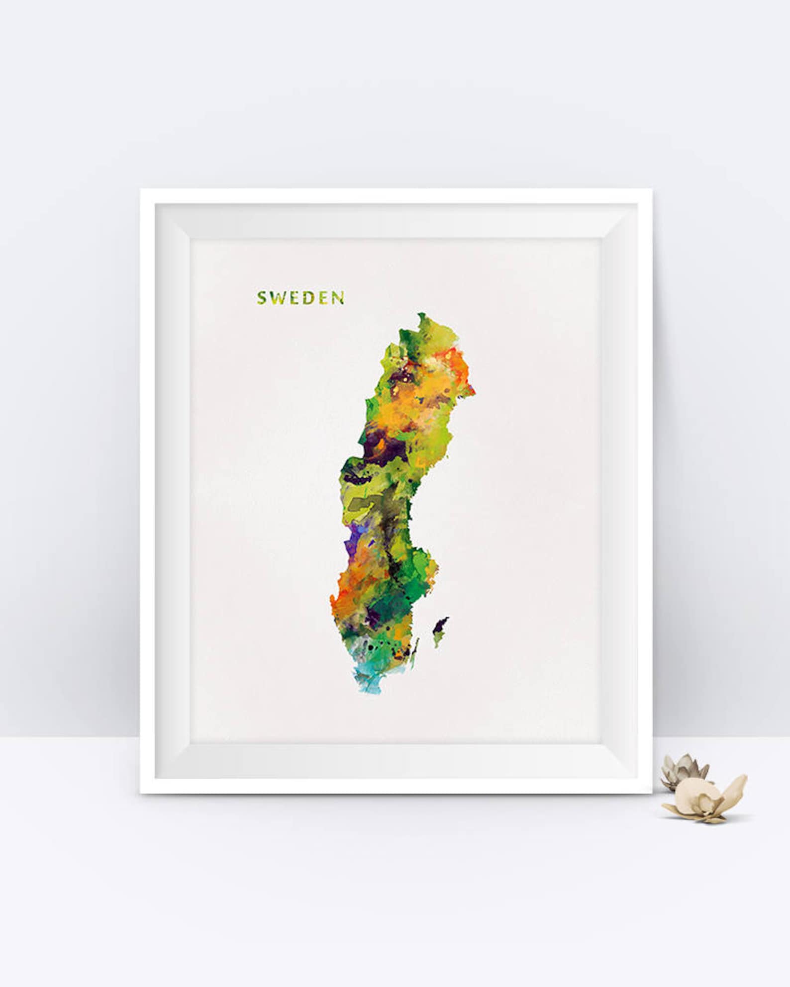 Sweden Map Print Watercolor Swedish Print Wall Art Sweden Poster ...