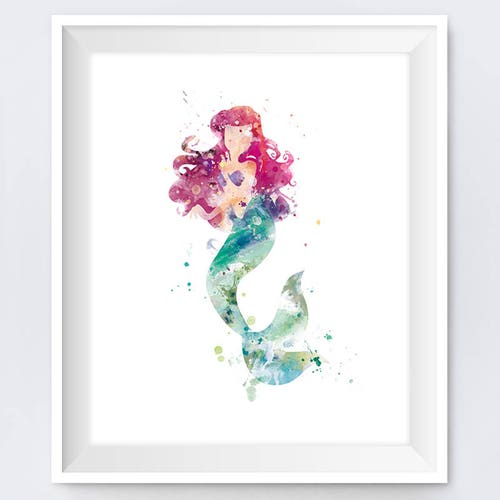 Ariel 3 Art Print Little Mermaid Print Nursery Art Watercolor - Etsy