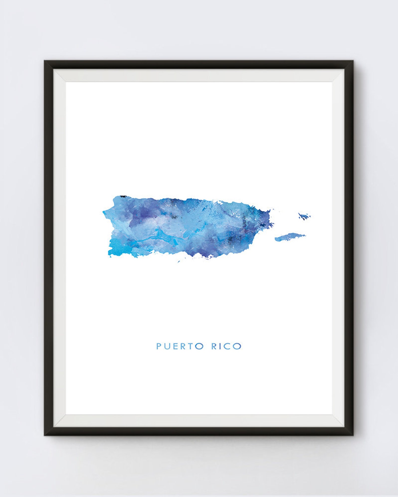 Puerto Rico Map Print Watercolor Puerto Rico Poster Home - Etsy