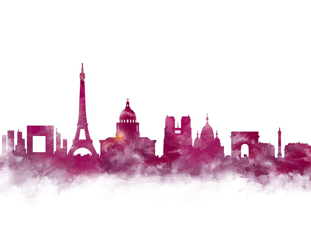 Paris Print París Skyline Impresión de arte Francia Ciudad | Etsy