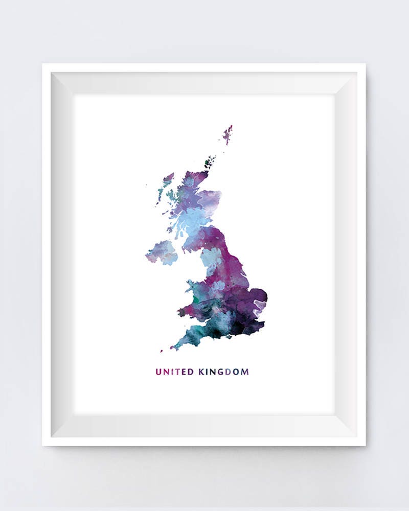 United Kingdom Map Print Watercolor London UK Wall Art United | Etsy