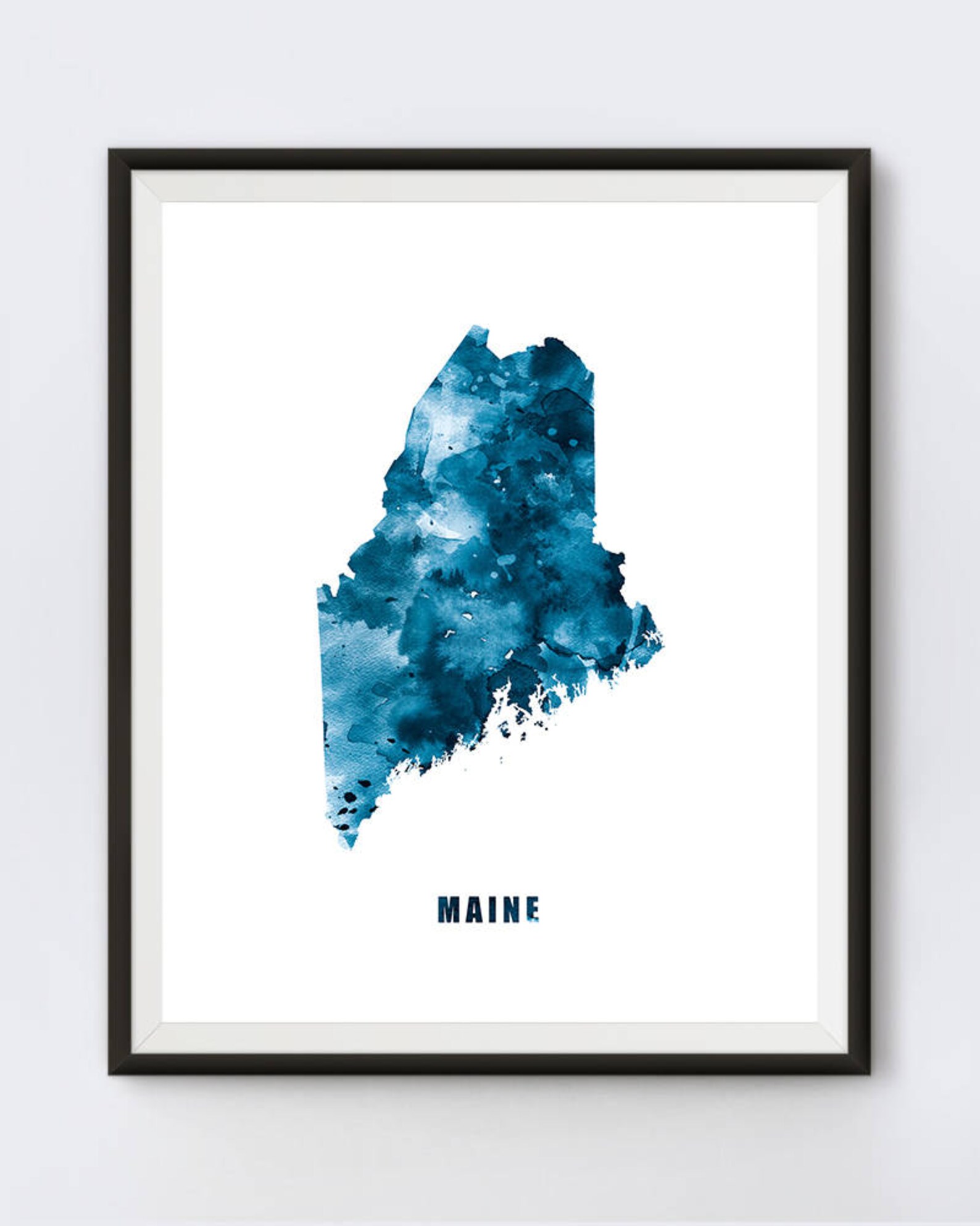 Maine Map Watercolor Map Blue Urban USA Art Print | Etsy