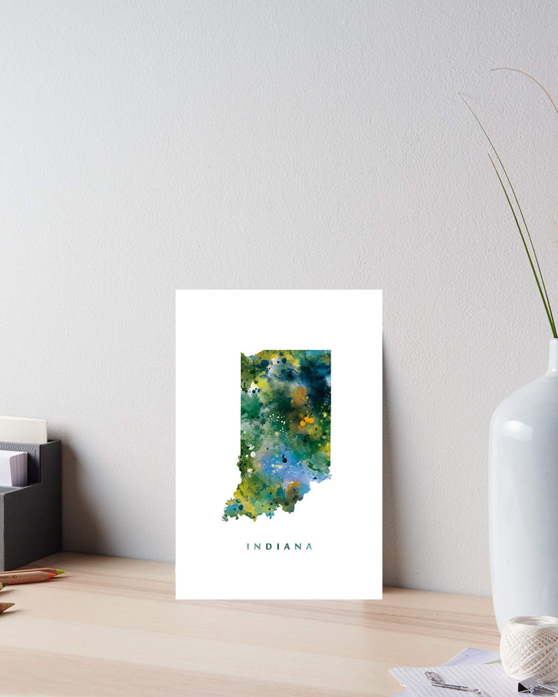 Indiana, Indiana Map, Art Print, Watercolor, USA, Indiana Parks ...