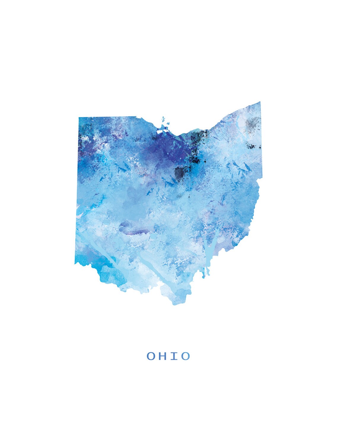 Ohio Map Ohio Watercolor Art Print Columbus Art Ohio | Etsy