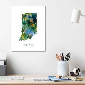 Indiana, Indiana Map, Art Print, Watercolor, USA, Indiana Parks ...