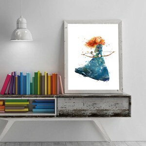 Merida Art Merida Print Watercolor Painting Princess Brave Merida ...