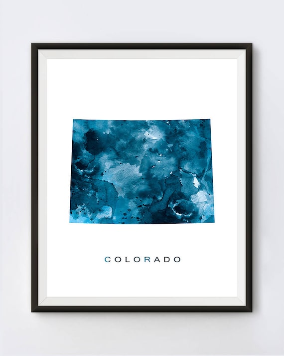 Abstract Watercolor Art Print Colorado Map Wall Decor Art ...