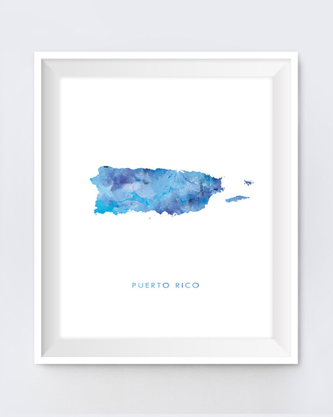 Puerto Rico Map Print Watercolor Puerto Rico Poster Home - Etsy