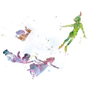 Peter Pan Print Peter Pan and Wendy Peter Pan Fly Watercolor Wendy ...