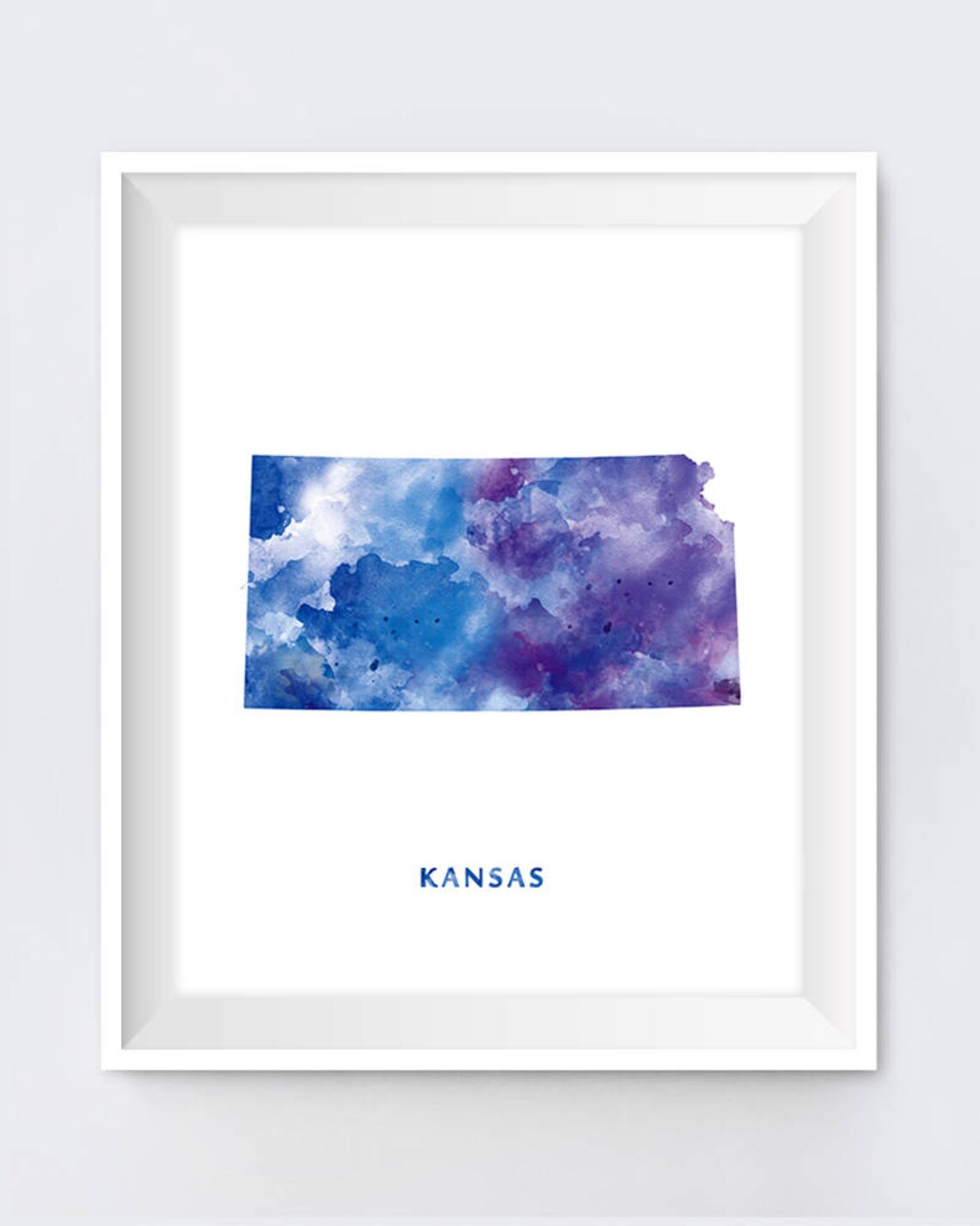 Kansas Map Print Watercolor Missouri Print Kansas Poster | Etsy