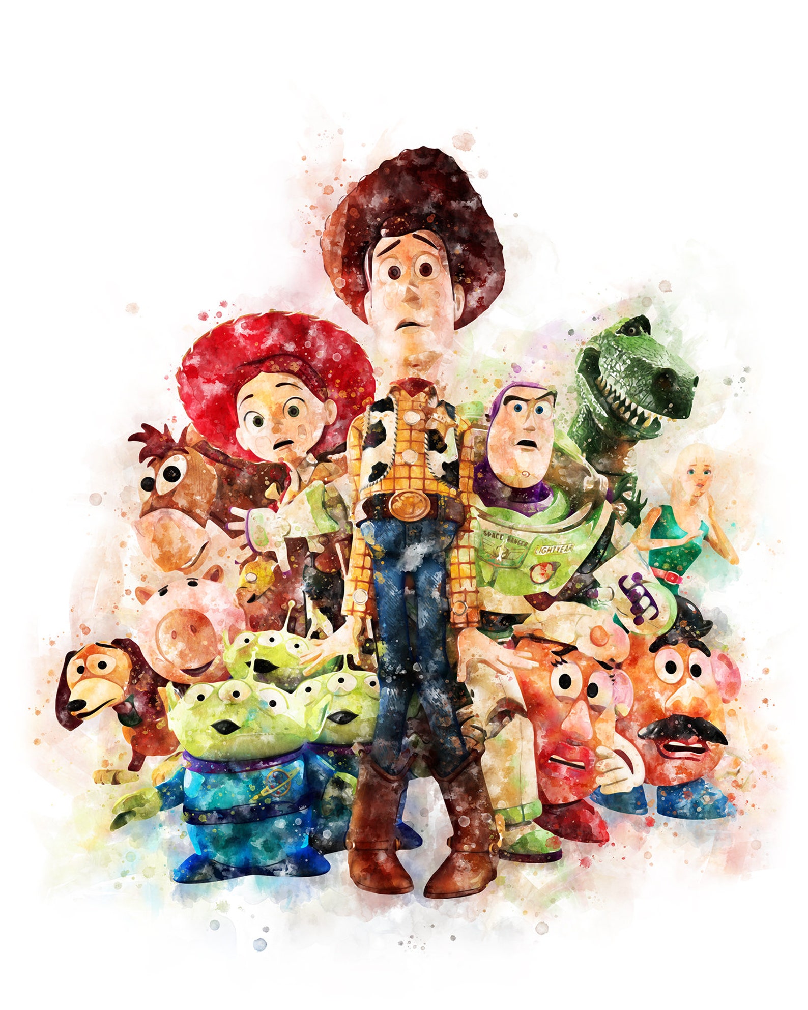 Toy Story Print Woody and Buzz Toy Story Poster Art Watercolor Hamm ...