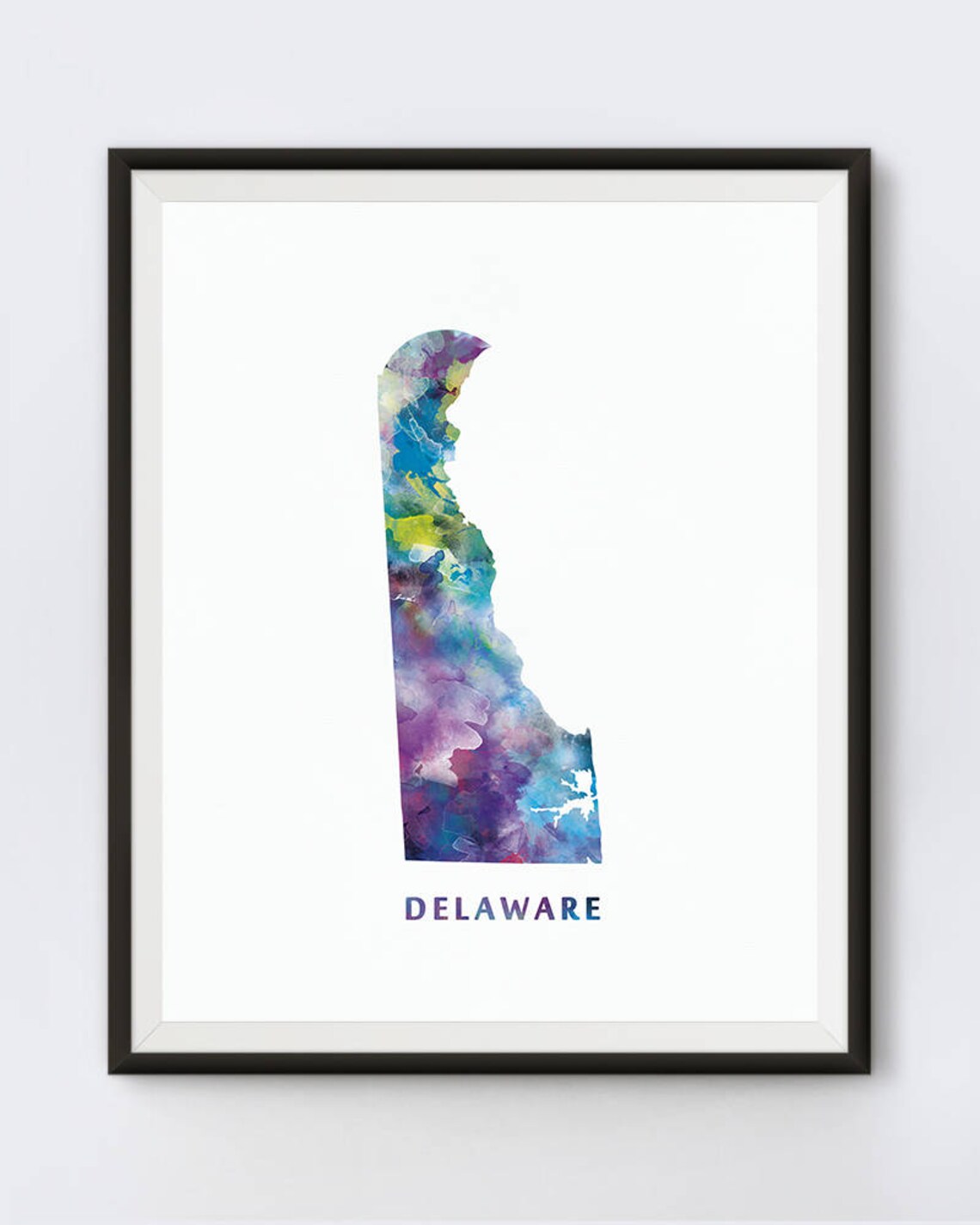 Delaware Print Map Art Watercolor Map USA Art Print Dover - Etsy