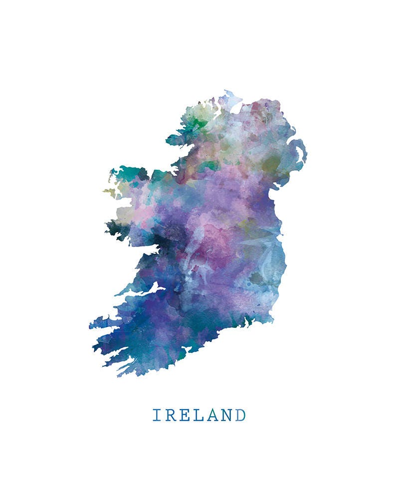 Ireland Map Print Watercolor Poster Travel Home Office Decor Modern ...