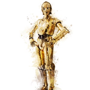 C3PO Art Print Watercolor Star Wars Printable Poster Birthday Gift Star ...