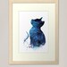 Blue Cat Art Print Cat Poster Watercolor Pet Kitty Zen - Etsy