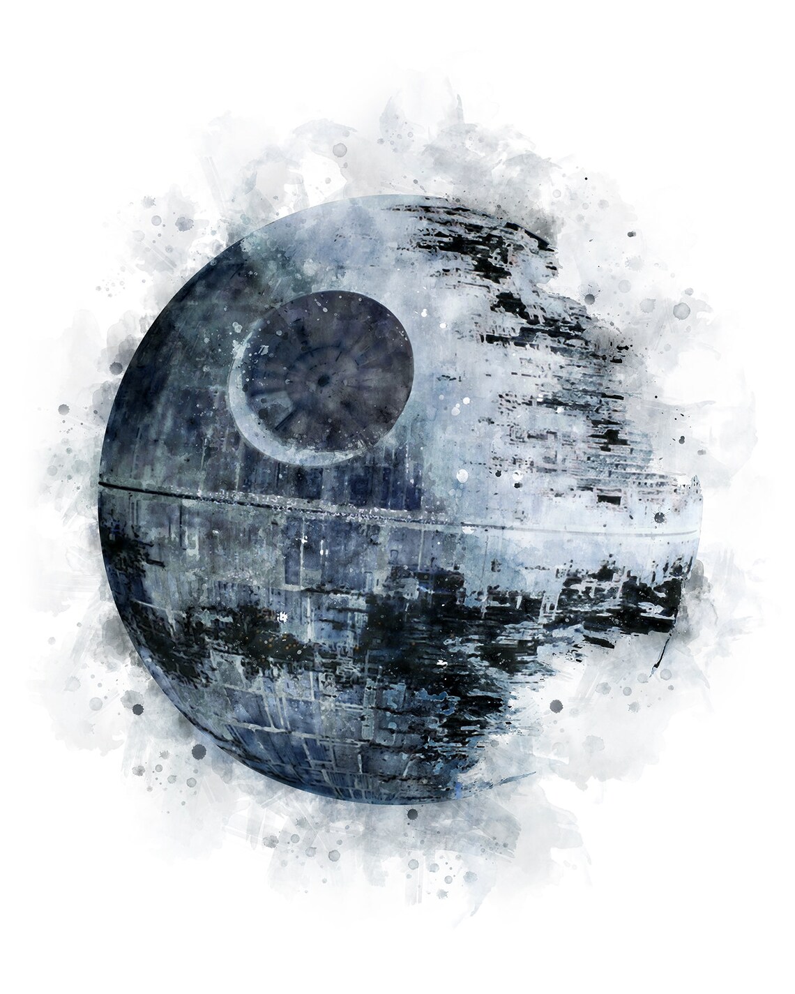 Death Star Art Print Watercolor Star Wars Printable Poster - Etsy