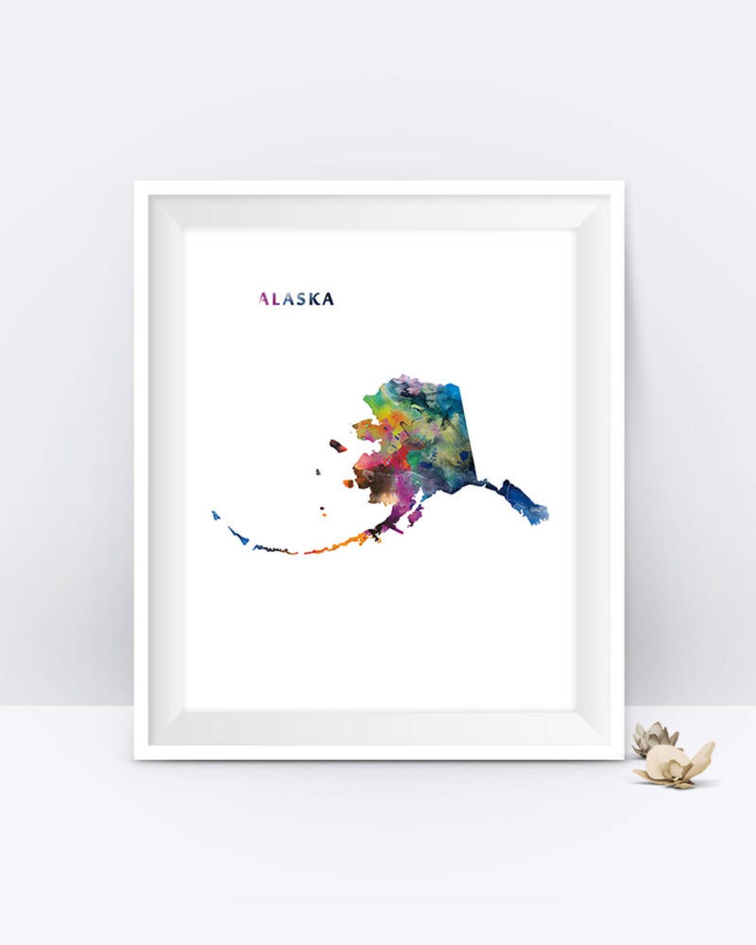 Alaska Map Print Watercolor Poster Home Office Room Decor Travel Map ...