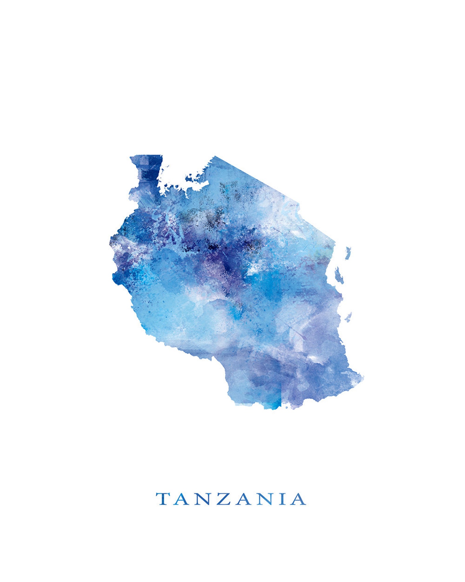 Tanzania Map Print Watercolor Tanzania Poster Home Office Room | Etsy