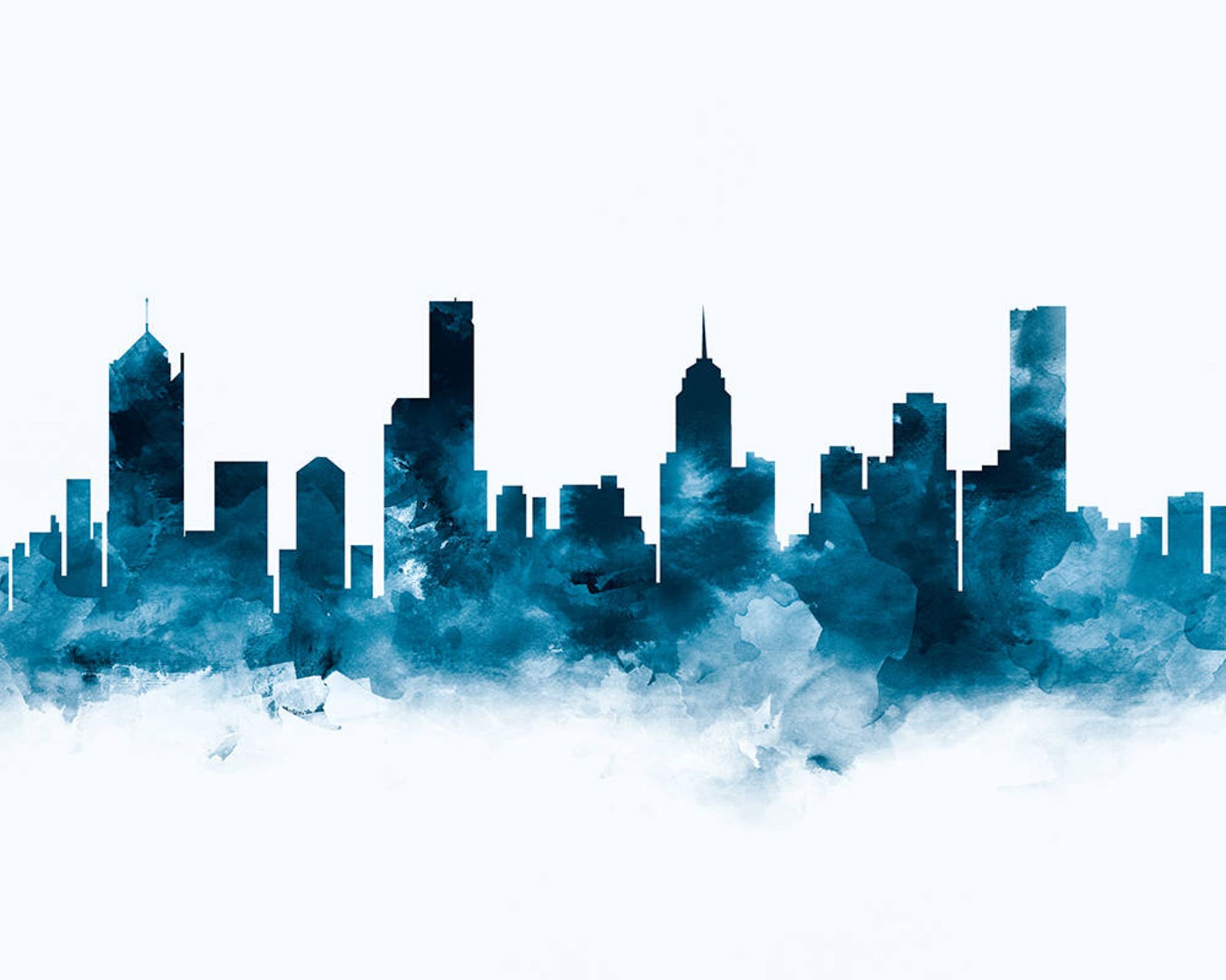 Melbourne Print, Skyline, Art Print, Australia, Watercolor, Wall Art ...
