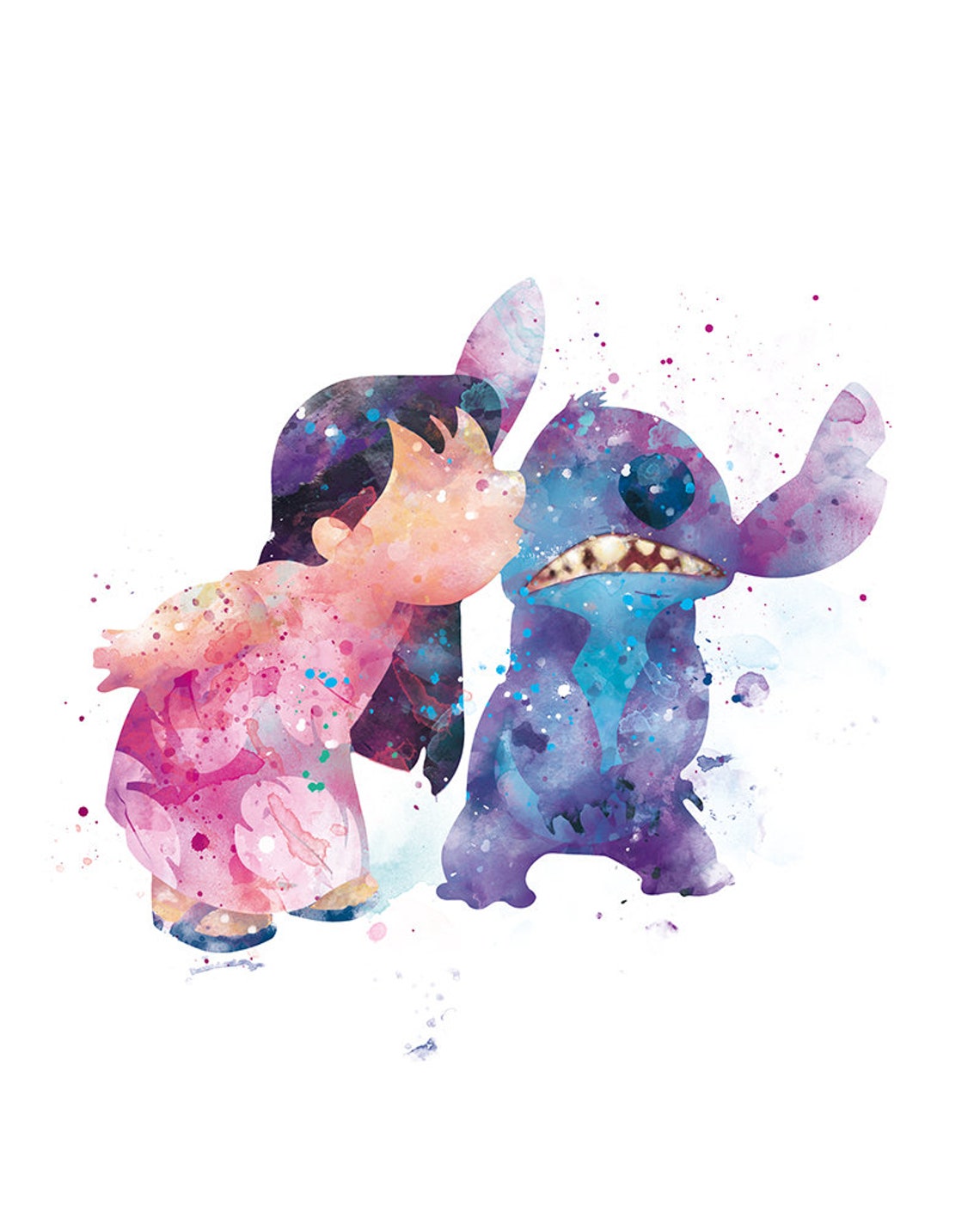 Stitch Print Lilo and Stitch Watercolor Art Nursery Print | Etsy