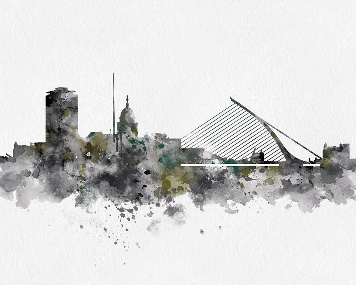 Dublin Skyline Dublin Print Ireland Poster Cityscape Art - Etsy
