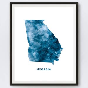 Georgia Map, Art Print, Atlanta Print, USA, Poster, Watercolor, Modern ...