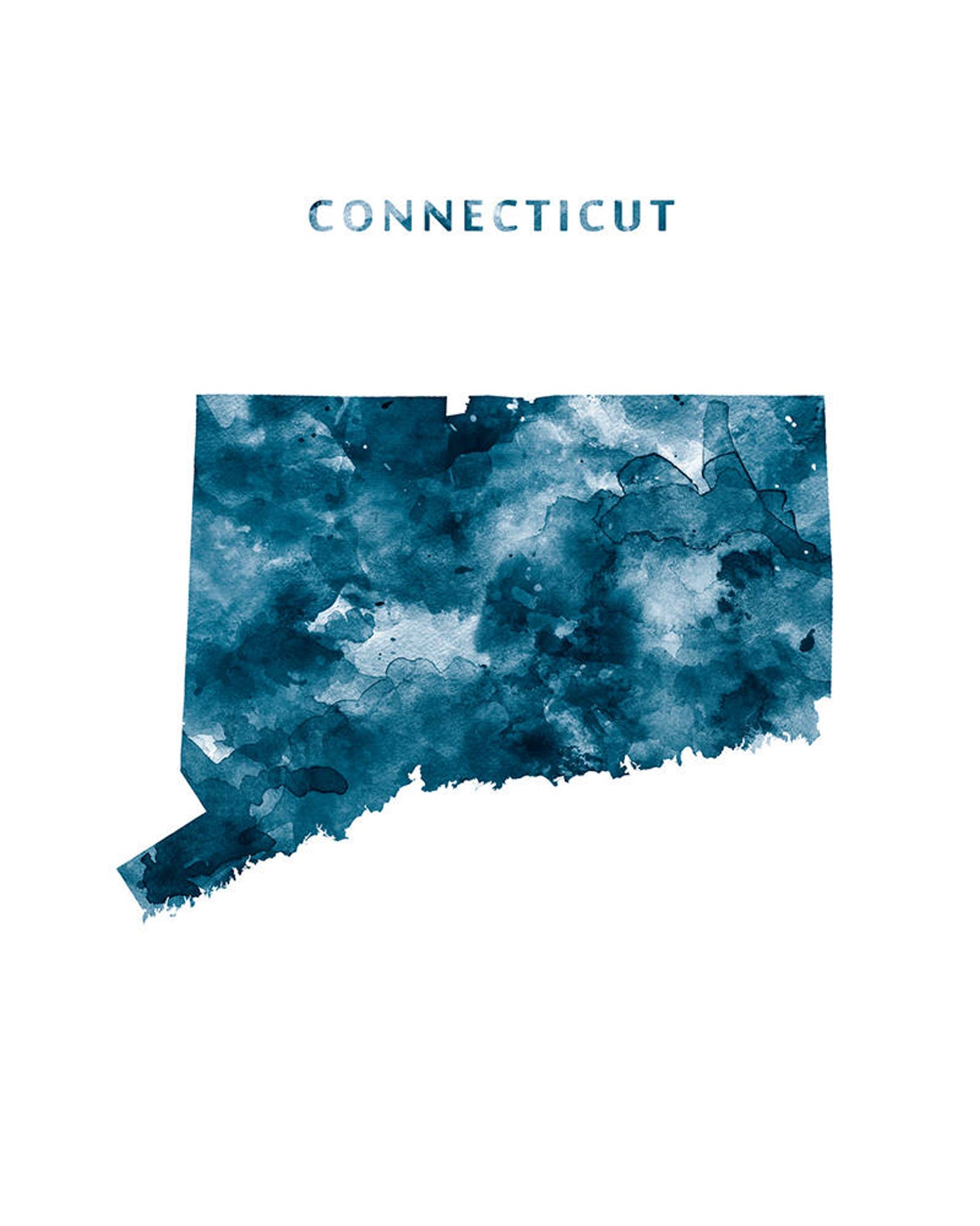 Connecticut Map Art Print Watercolor Hartford Print Wall | Etsy