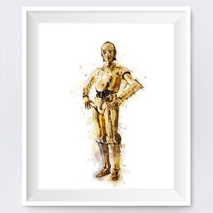 C3PO Art Print Watercolor Star Wars Printable Poster Birthday Gift Star ...