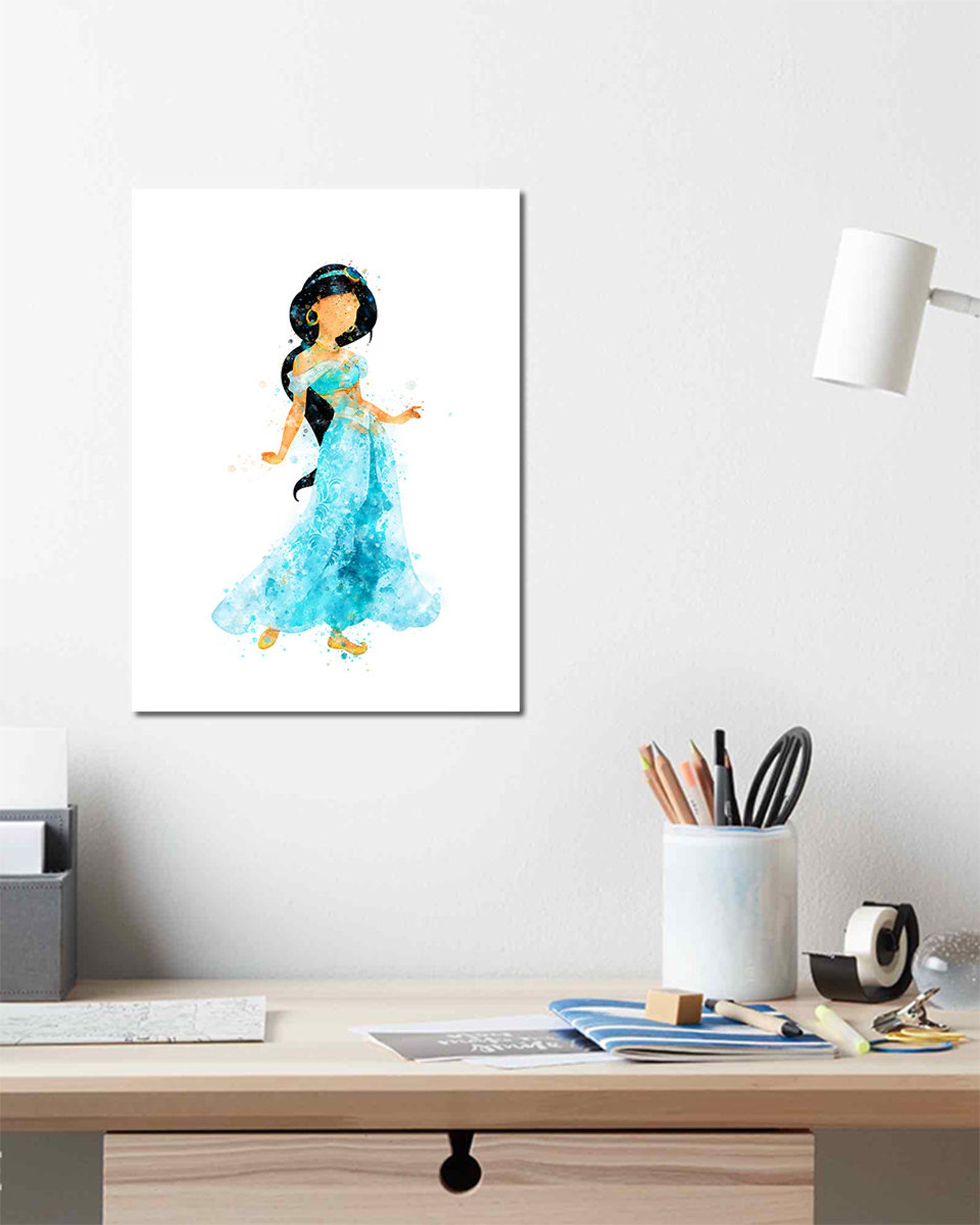 Princess Jasmine Print Watercolor Poster Printable Disney Art - Etsy