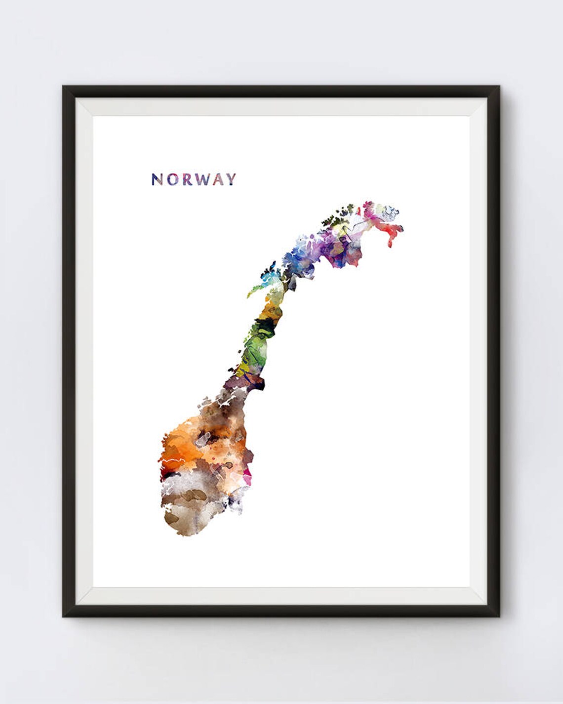 Norway Watercolor Map Norway Poster Printable Norwegian - Etsy