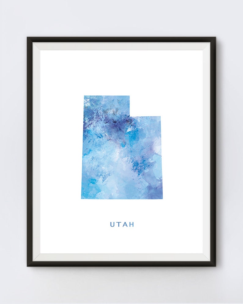 Utah Map Utah Watercolor Art Print Salt Lake Utah Poster | Etsy